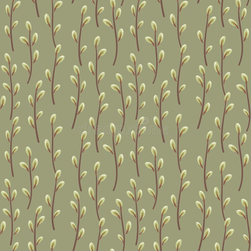 Seamless Vector Pattern with Delicate Light Willows, Textile Print, Wallpaper Design Texture ...