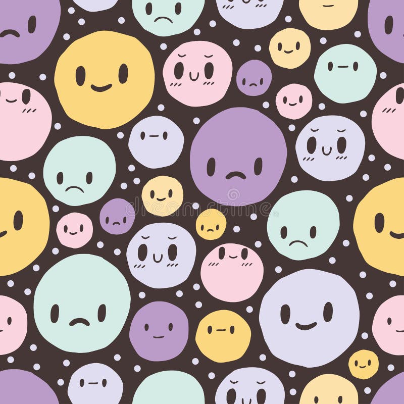 Seamless Vector Pattern with Doodle Faces with Different Emotions ...