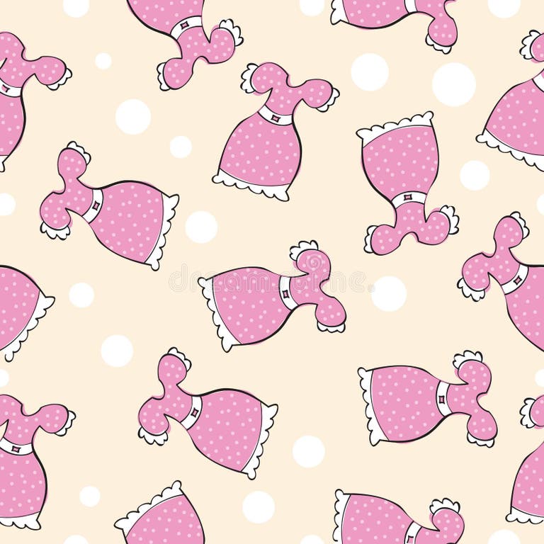 Seamless Vector Pattern with Doodle Pink Dresses Stock Vector ...