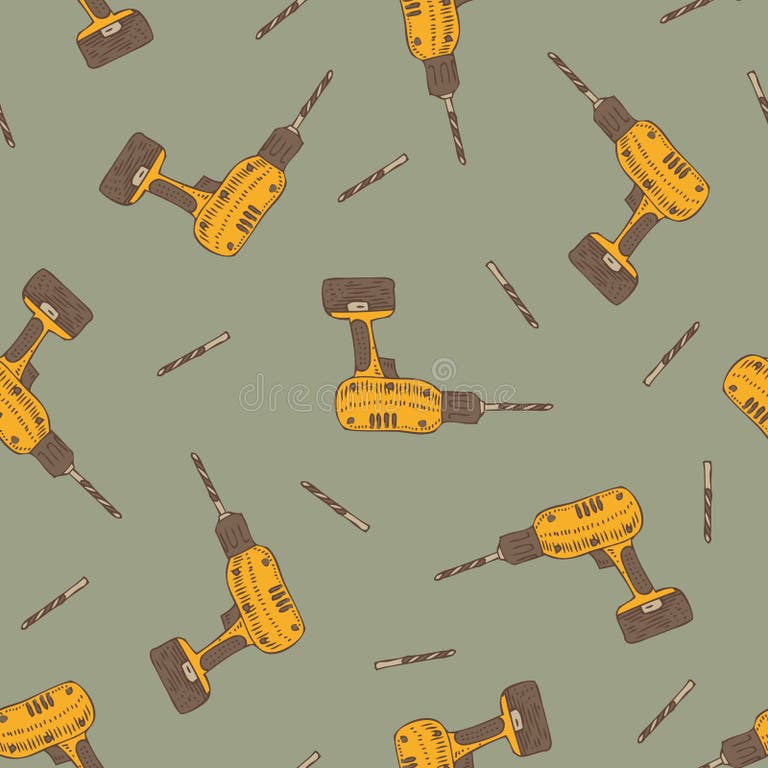 Seamless Vector Pattern with Drills Stock Illustration - Illustration ...