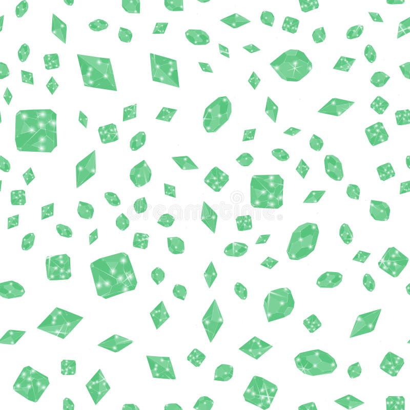 Seamless Vector Pattern of Emerald on White Backdrop Stock Illustration ...