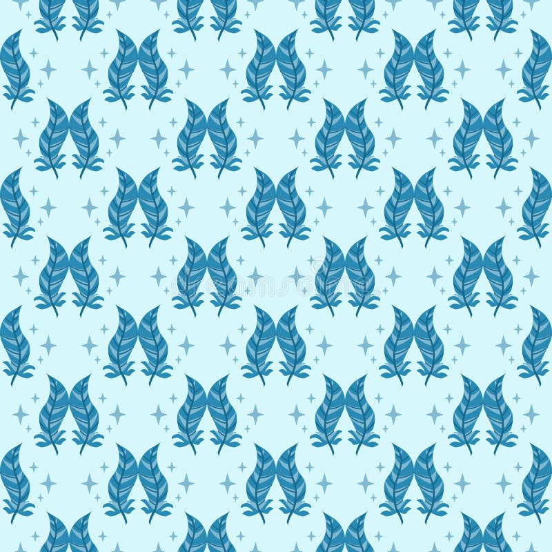 Seamless Vector Pattern with Feather and Stars in Blue. Magic Pattern ...