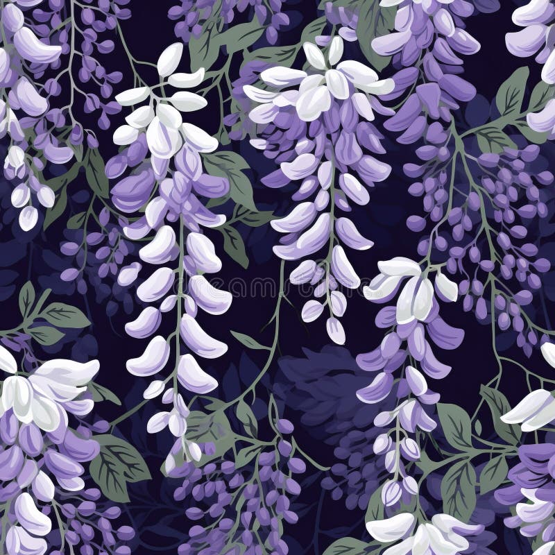 Seamless Wisteria Vector Pattern for Stunning Designs Stock ...