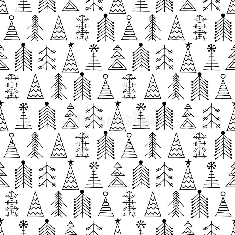 Seamless Vector Pattern with Fir-trees. Stock Vector - Illustration of ...