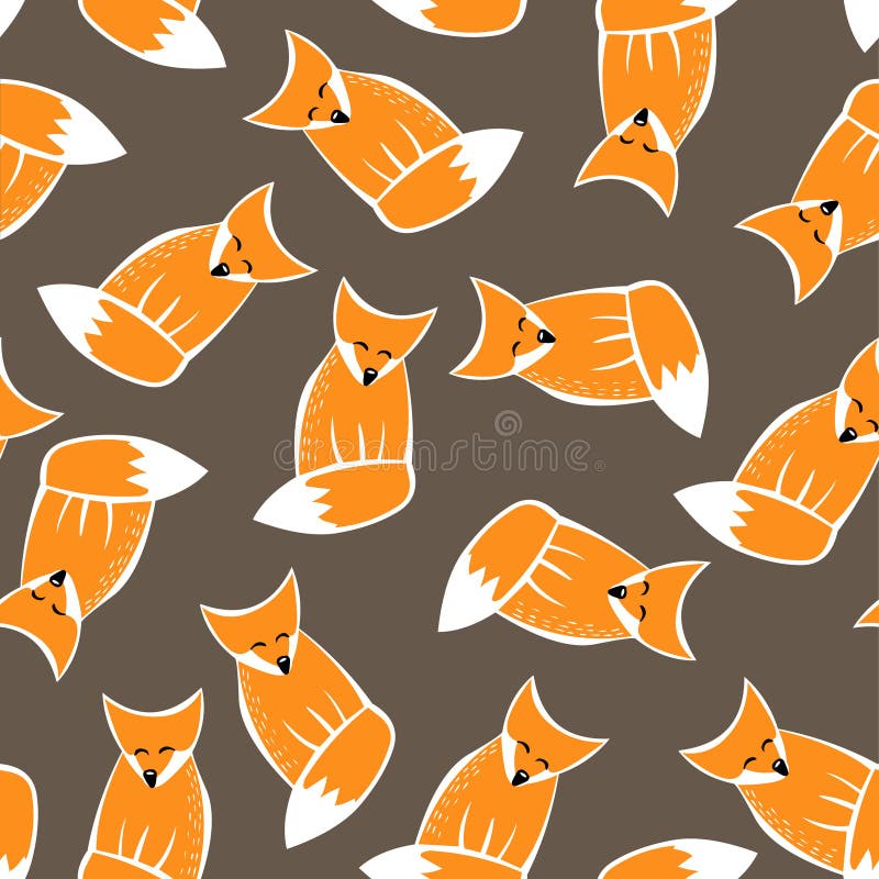 Seamless Vector Pattern - Fox Stock Vector - Illustration of brown ...
