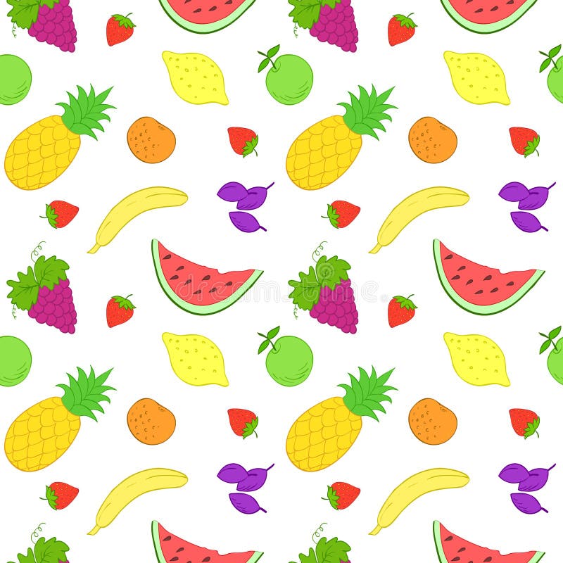 Seamless Pattern with Fruits. Stock Vector - Illustration of grape ...