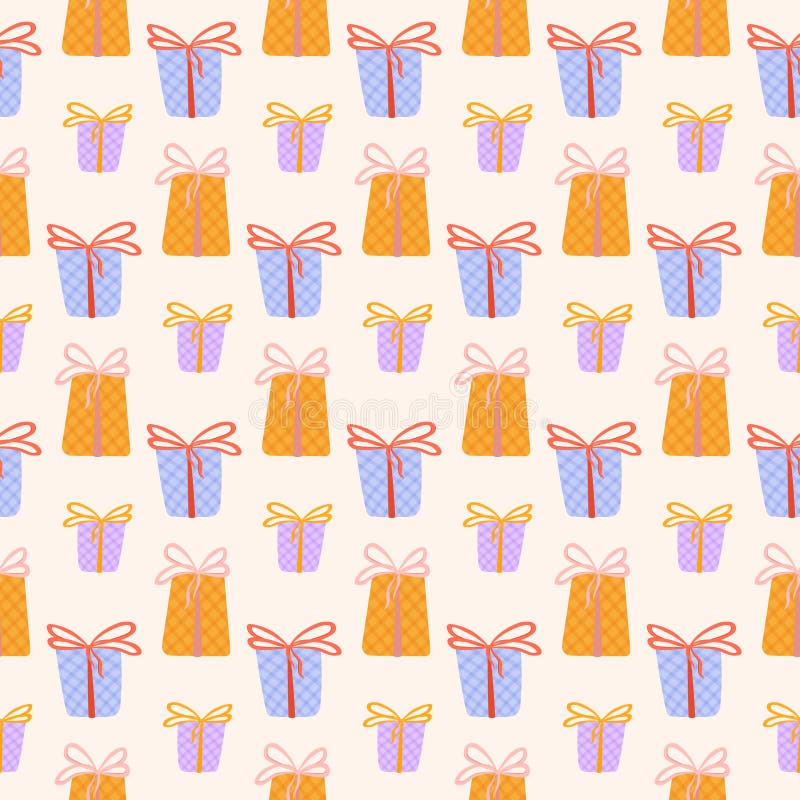 Seamless Vector Pattern with Gift Boxes in Flat Style. Christmas Design ...