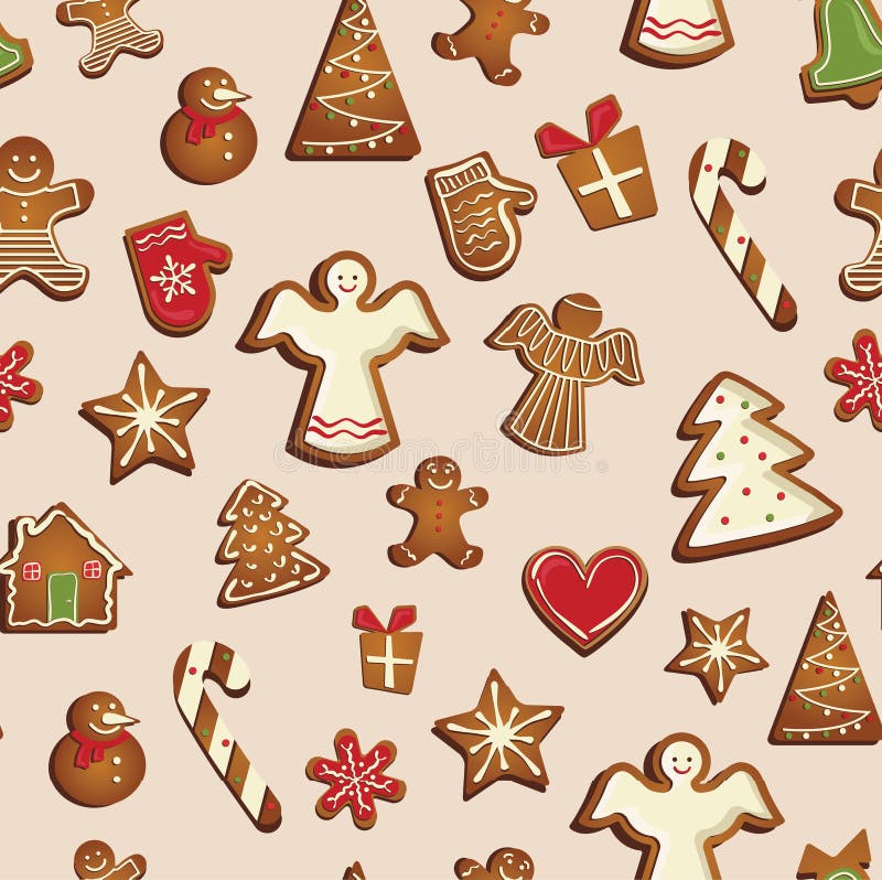 Seamless Vector Pattern with Gingerbread Cookies Stock Vector ...