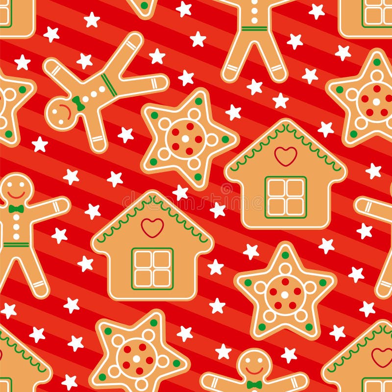 Seamless Vector Pattern with Gingerbread in Flat Style Stock Vector ...