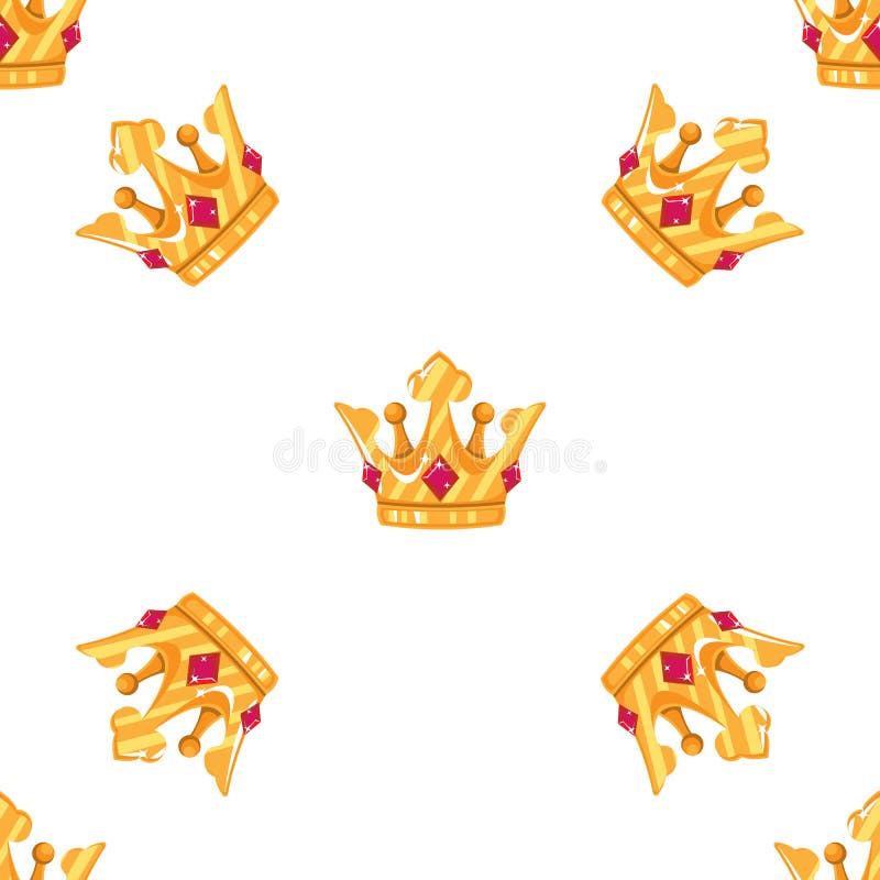 Seamless Vector Pattern with Gold Crown Symbol Art Decoration Stock ...