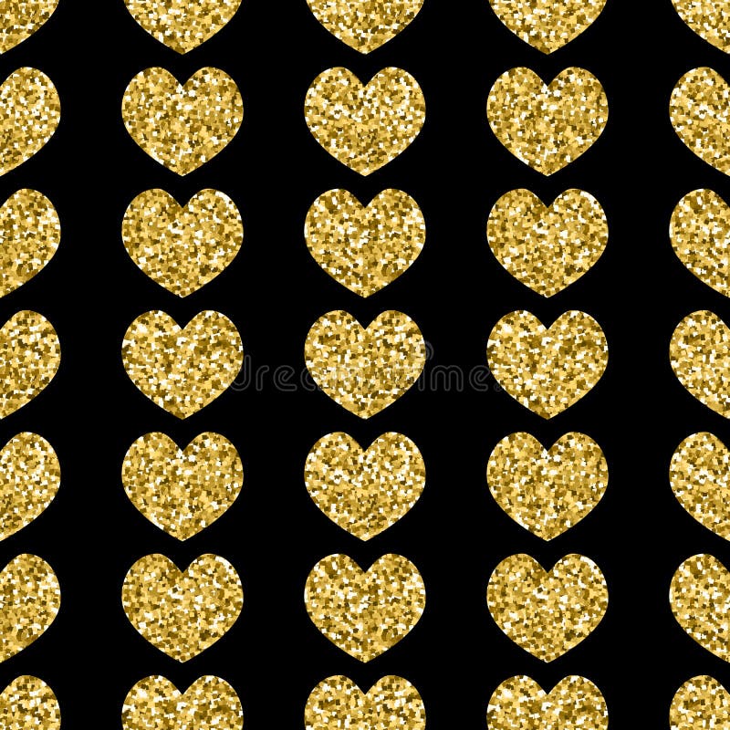 Seamless Vector Pattern with Gold Element on Black Background Stock ...