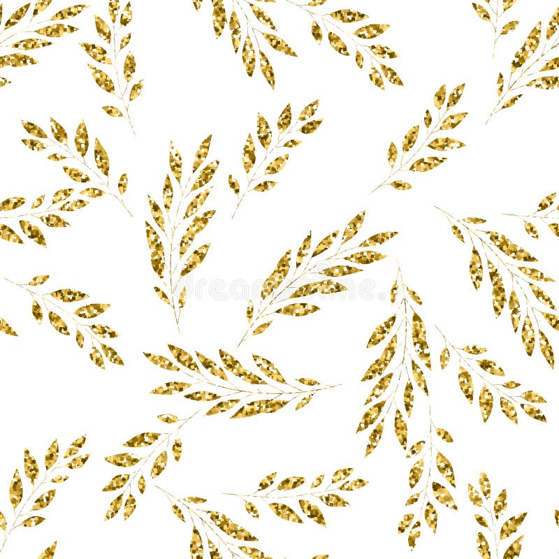 Seamless Vector Pattern with Gold Floral Element on White Background ...