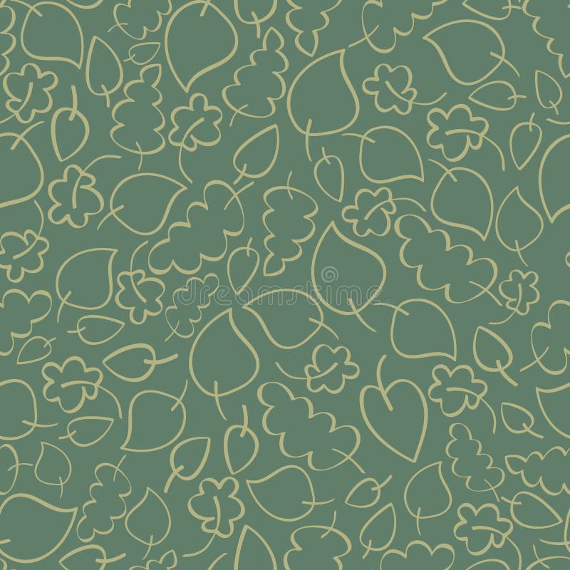 Seamless Vector Pattern with Green Autumn Leaves Stock Vector ...