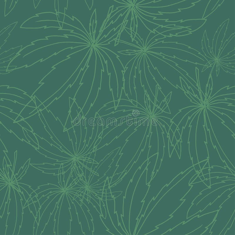Seamless Vector Pattern with Green Marijuana Leaves on Deep Green Stock ...
