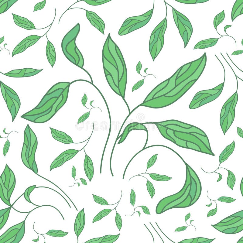 Seamless Vector Pattern with Green Peony Leaves Stock Vector ...