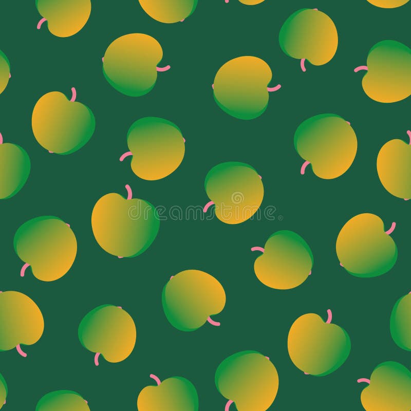 Seamless Vector Pattern with Green and Yellow Gradient Apples Stock ...