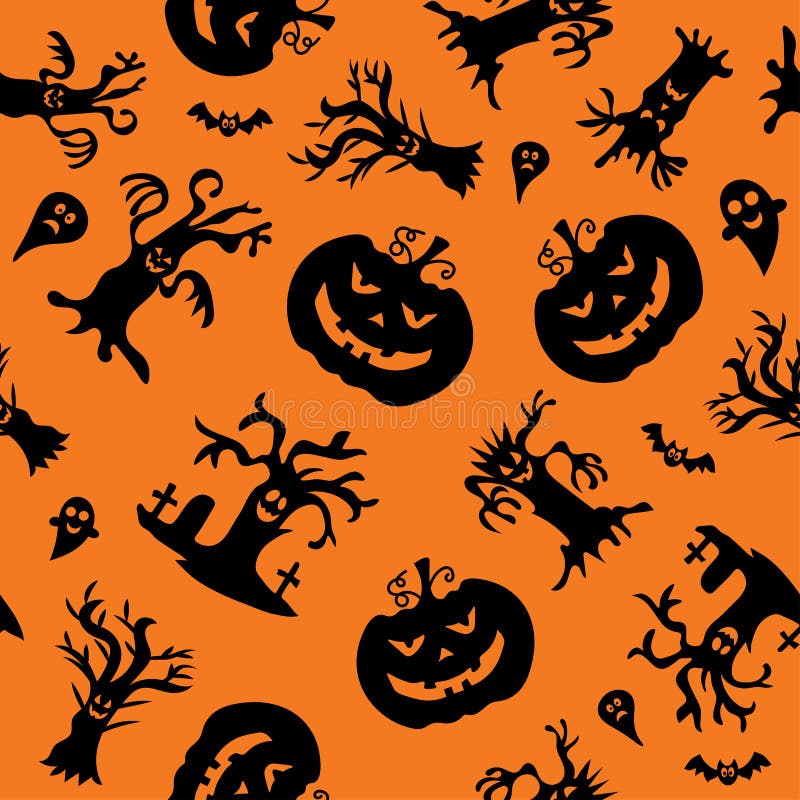 Seamless Vector Pattern for Halloween Design. Halloween Symbols Pumpkin ...