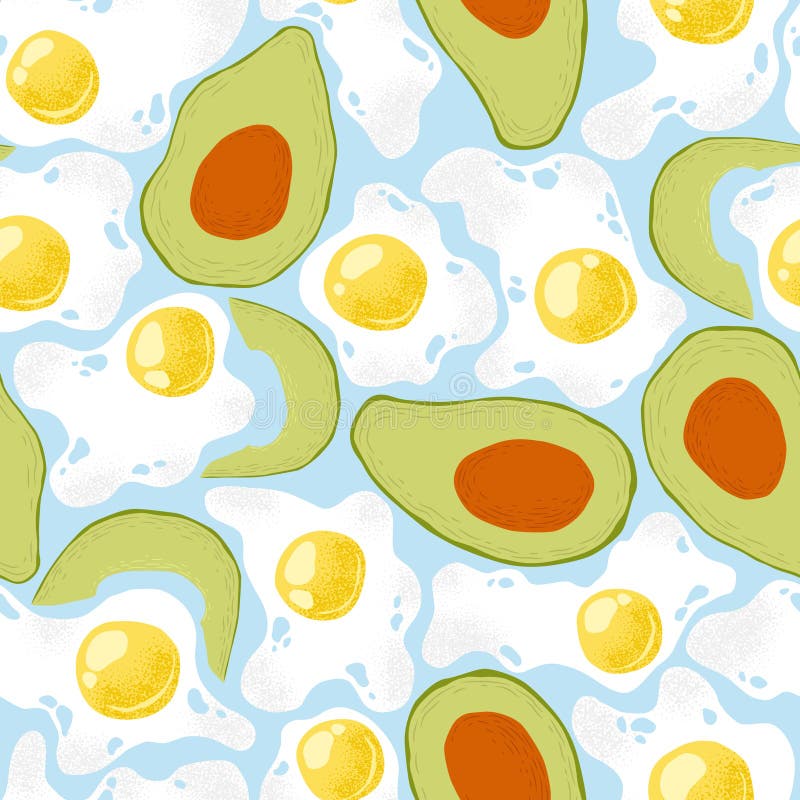 Seamless Vector Pattern with Hand Drawn Abstract Fried Eggs and ...