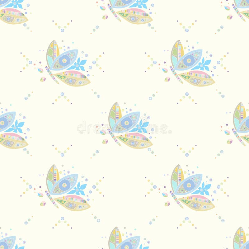 Seamless Vector Pattern, Hand Drawn Decorative Background with Cute ...