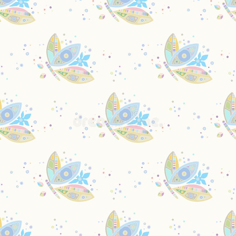 Seamless Vector Pattern, Hand Drawn Decorative Background with Cute ...