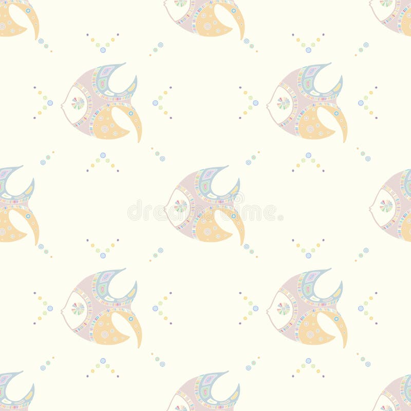 Seamless Vector Pattern, Hand Drawn Decorative Background with Cute ...