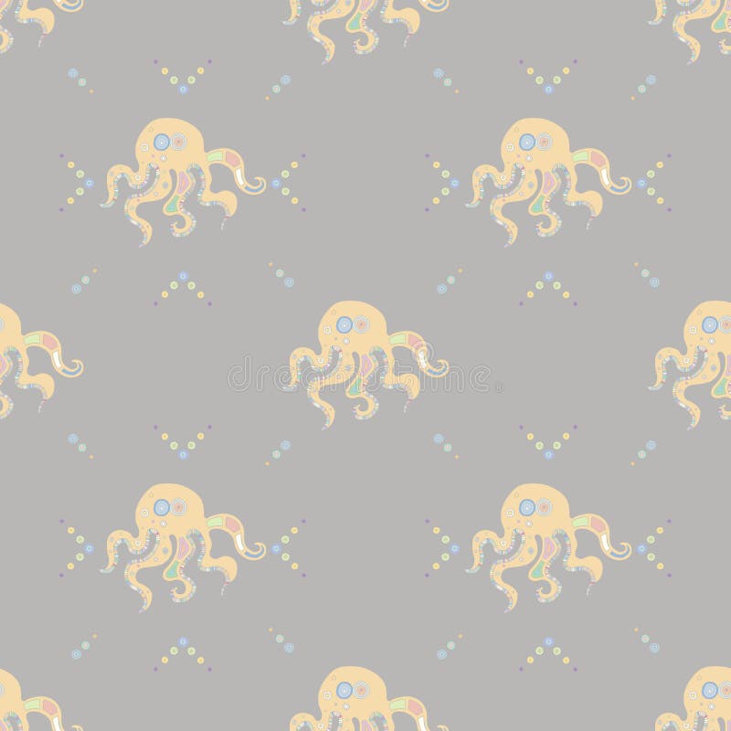 Seamless Vector Pattern, Hand Drawn Decorative Background with Cute ...