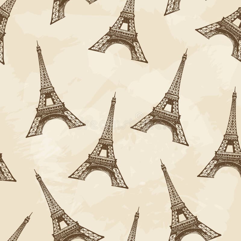 Seamless Vector Pattern with Hand Drawn Eiffel Tower Stock Vector ...