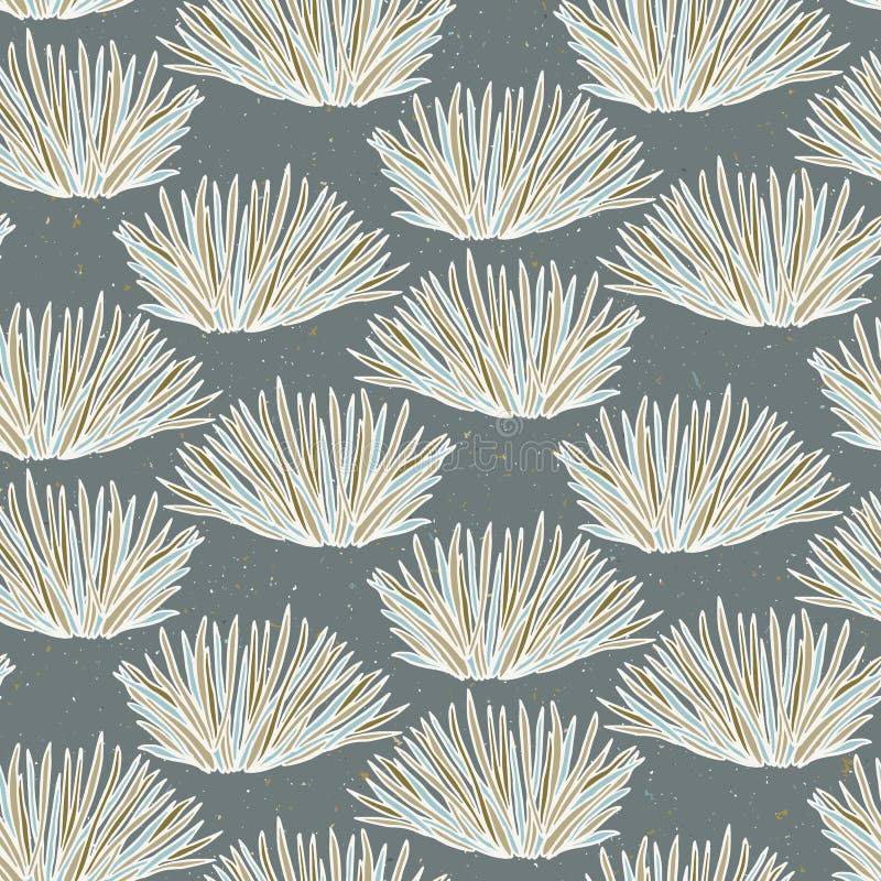 Seamless Vector Pattern. Hand Drawn Leaf Bush Foliage. Modern All Over ...