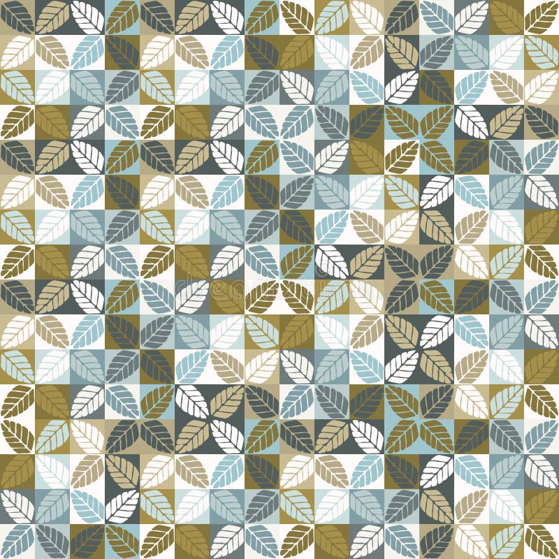 Seamless Vector Pattern. Hand Drawn Leaf Floral Geometric Mosaic Grid ...