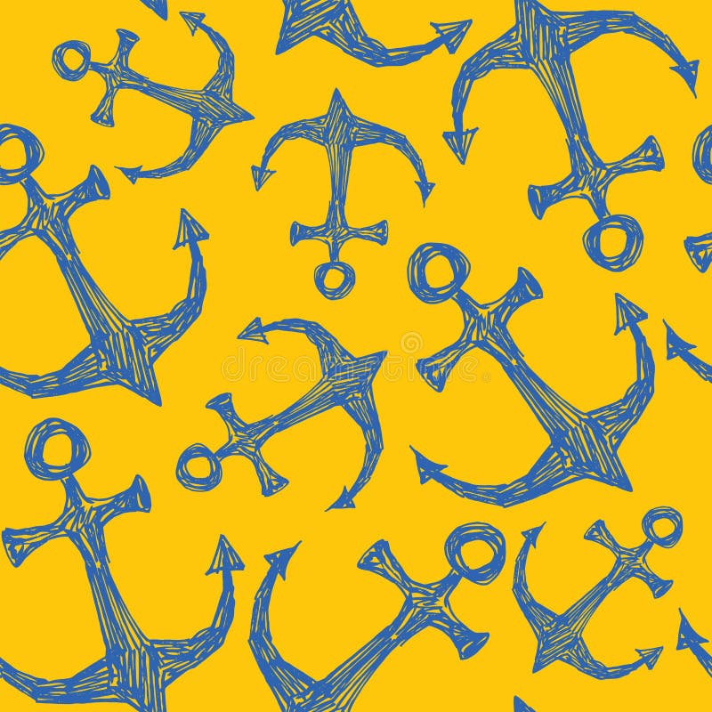 Seamless Vector Pattern Hand Drawn Sea Anchor Stock Vector ...