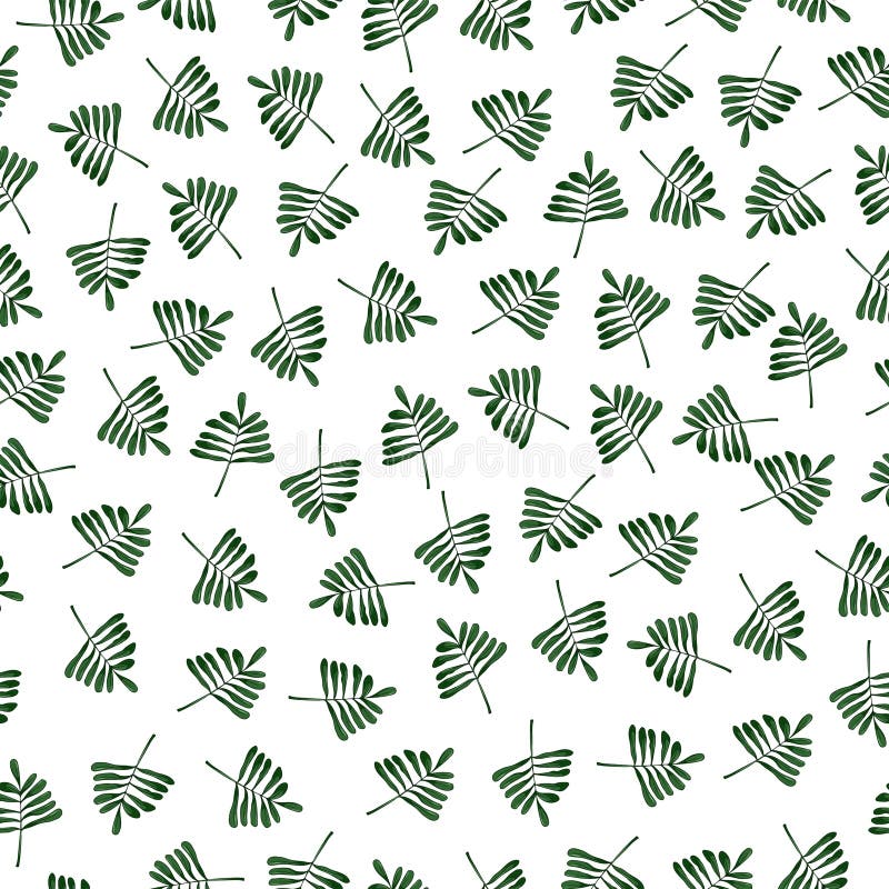 Seamless Vector Pattern with Hand-drawn Tree Leaves. Stock Vector ...