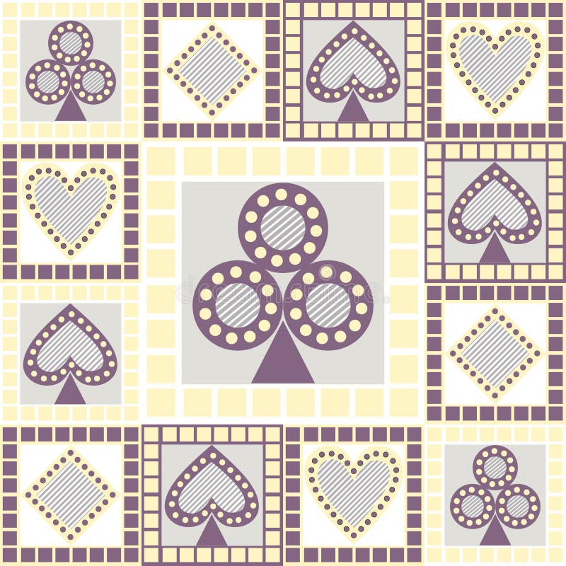 Seamless Vector Pattern with Icons of Playing Cards. Decorative ...