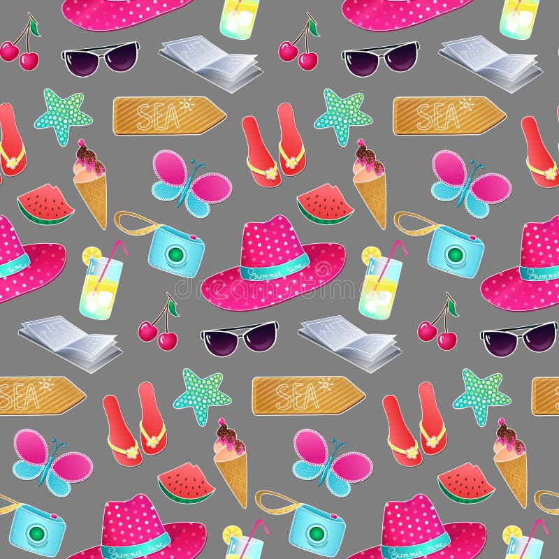Seamless Vector Pattern. the Illustration on the Theme of Summer Stock ...