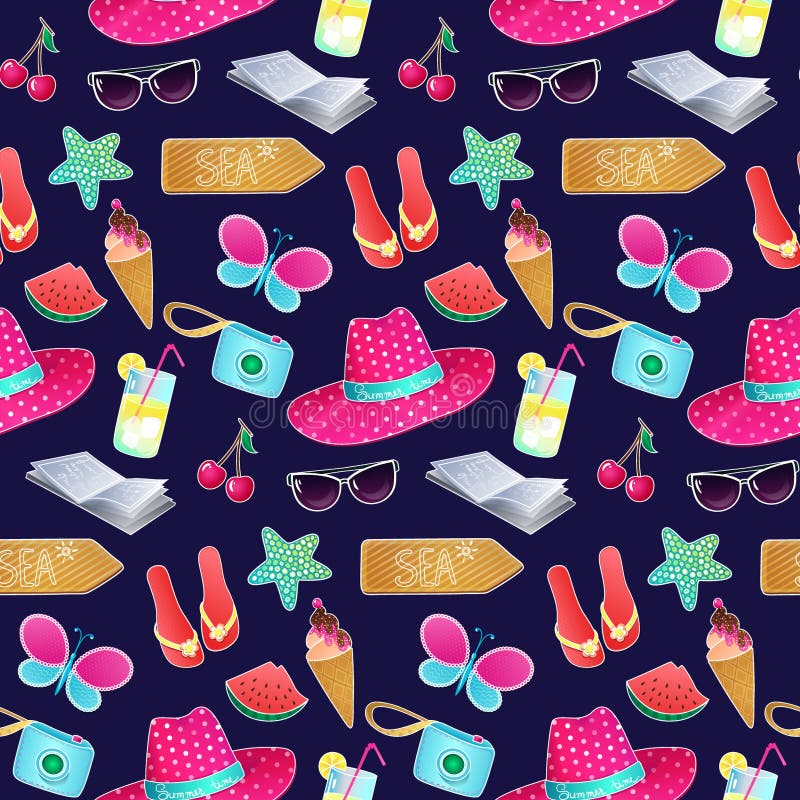 Seamless Vector Pattern. the Illustration on the Theme of Summer Stock ...