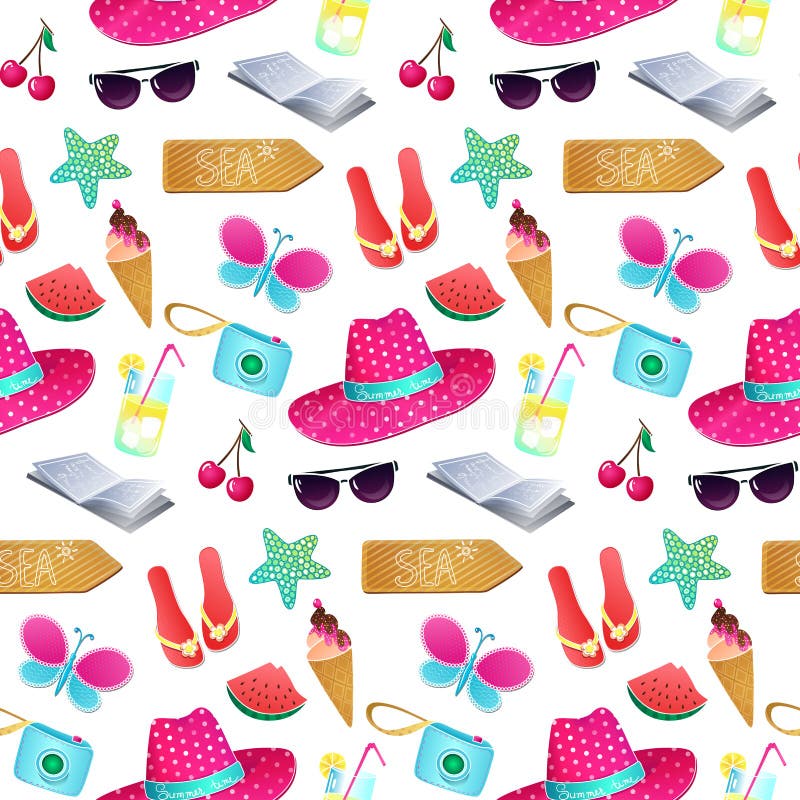 Seamless Vector Pattern. the Illustration on the Theme of Summer Stock ...