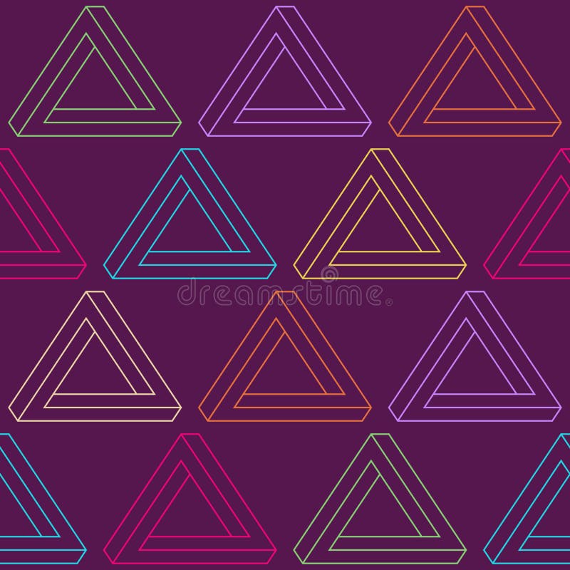 Seamless Vector Pattern with Impossible Color Triangles. Linear Style Stock Vector ...