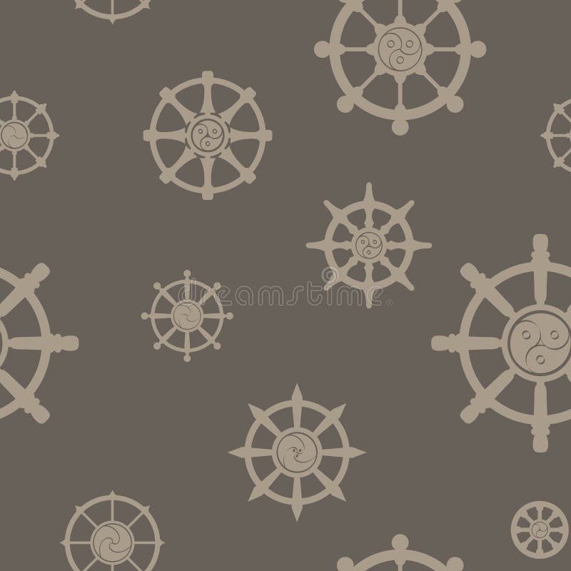 Seamless Pattern with Indian Religion Symbol Dharmachakra Stock Vector ...