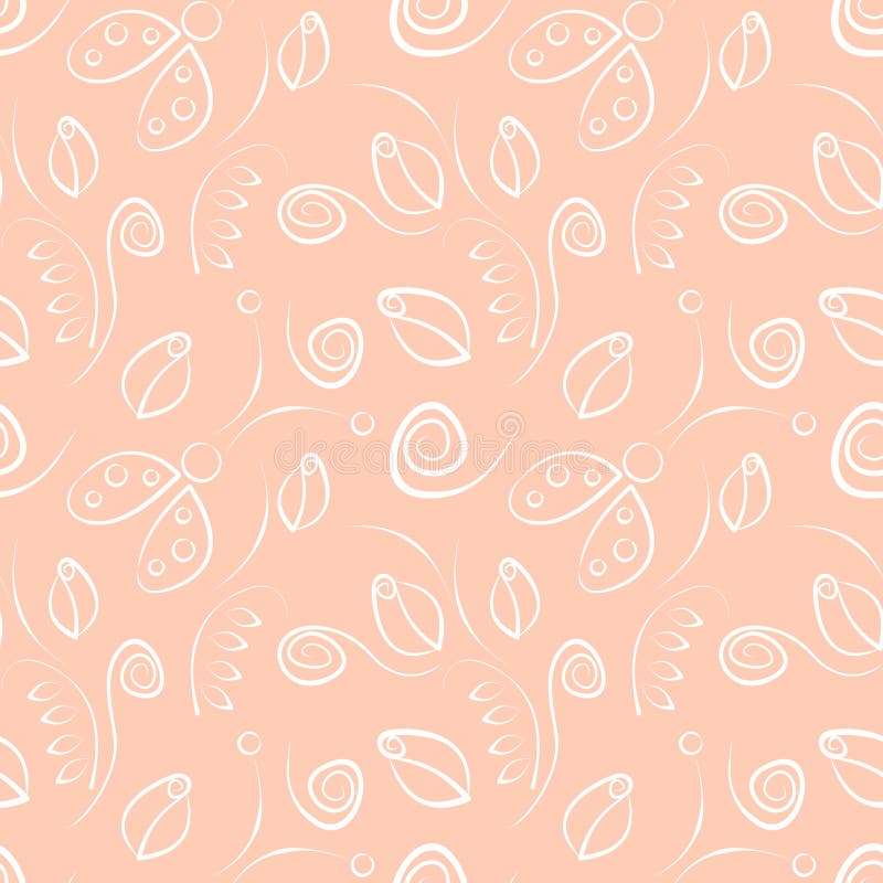 Seamless Vector Pattern with Insect. Decorative Pastel Red Background ...