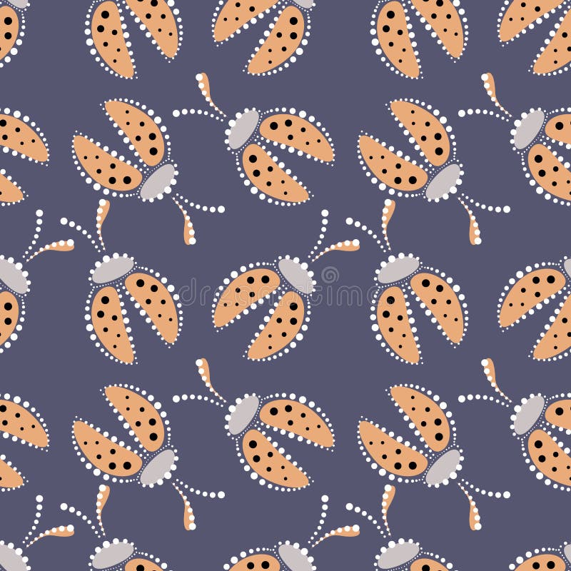 Seamless Vector Pattern with Insects, Chaotic Background with Pastel ...