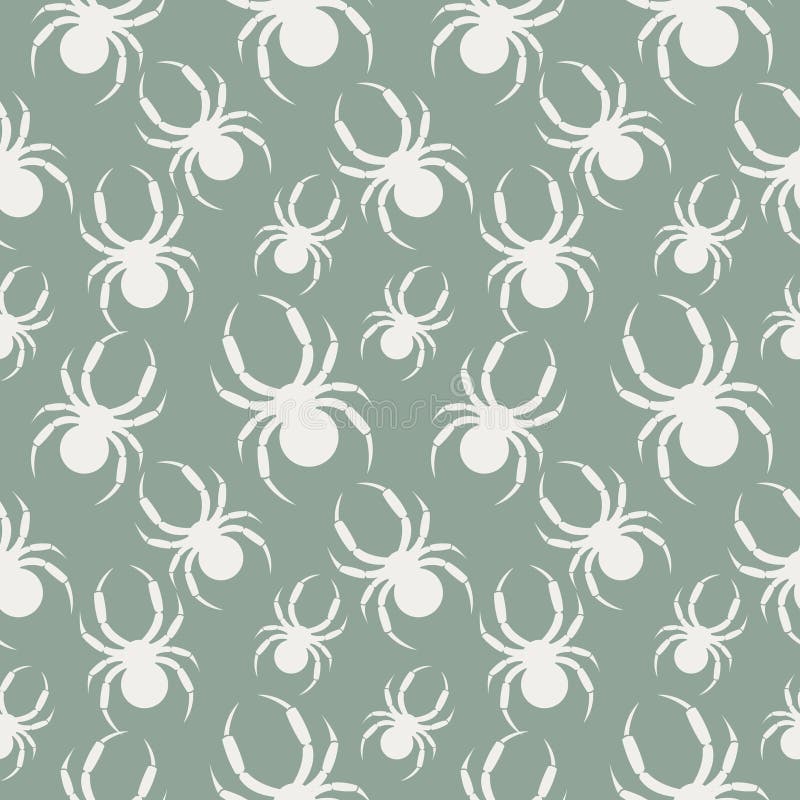 White Spiders on a Web Pattern on a Black Background. Vector Stock ...