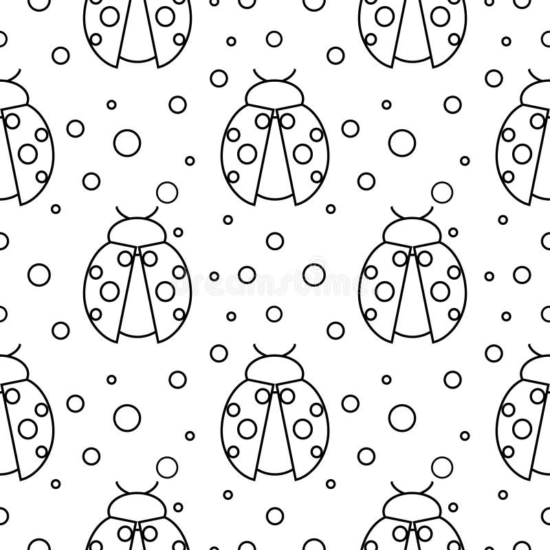 Seamless Vector Pattern with Insects, Symmetrical Black and White ...