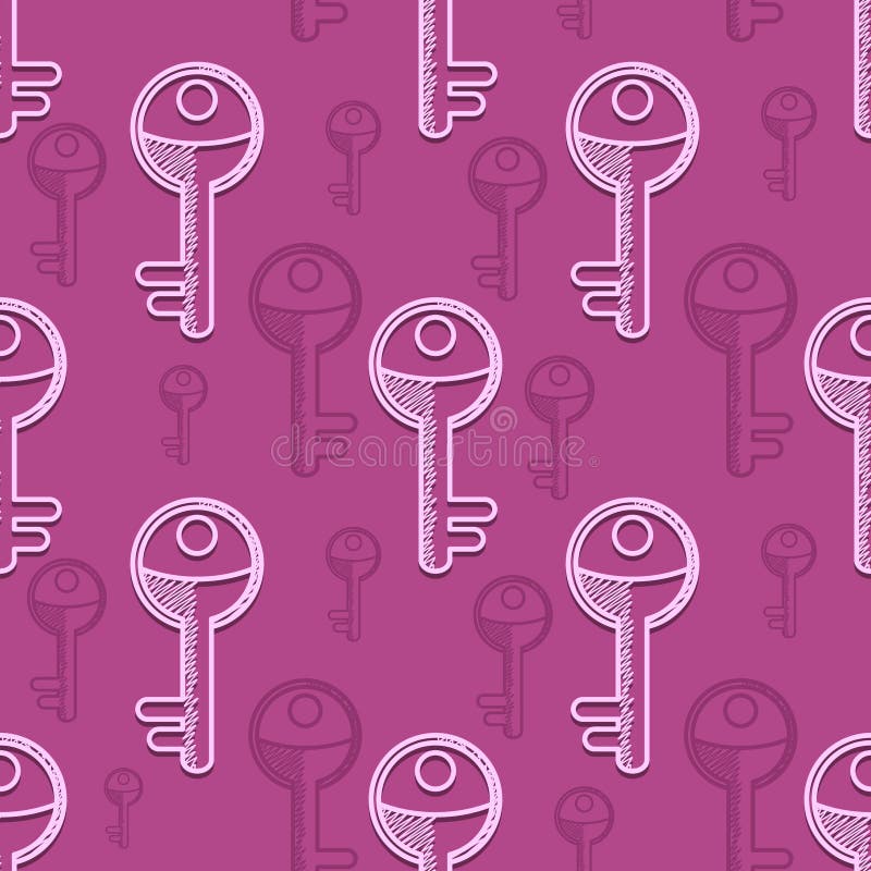 Seamless Vector Pattern of Keys on a Pink Background Stock Vector ...