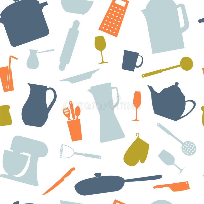 Pattern with Kitchen Utensils, Tomatoes and Peppers. Stock Vector ...