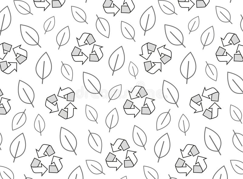 Seamless Vector Pattern: Leaves and Recycle Symbol Stock Illustration ...