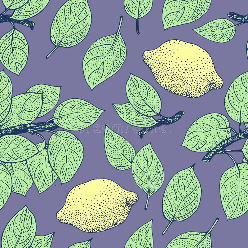 Seamless Vector Pattern with Lemon Leaves Stock Vector - Illustration ...