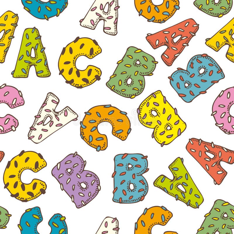 Seamless Vector Pattern with Letters in Donut Style Stock Vector ...