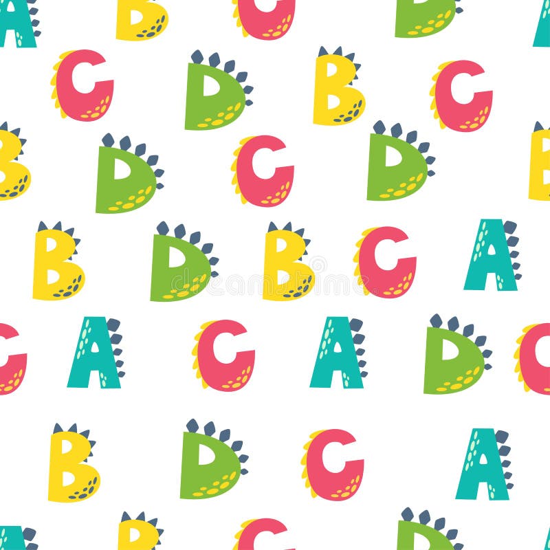 Seamless Vector Pattern. Letters in the Style of Dinosaurs Stock Vector ...