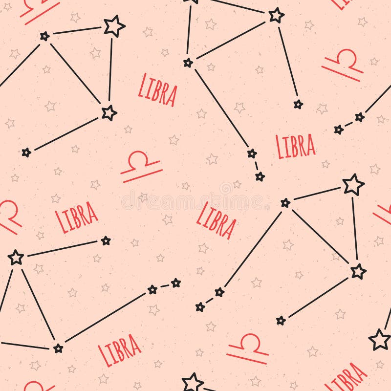 Seamless Vector Pattern Libra Zodiac Sign Stock Vector - Illustration ...