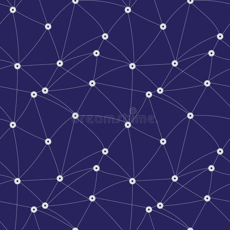 Seamless Vector Pattern with Lines Connecting Points on a Navy Blue ...
