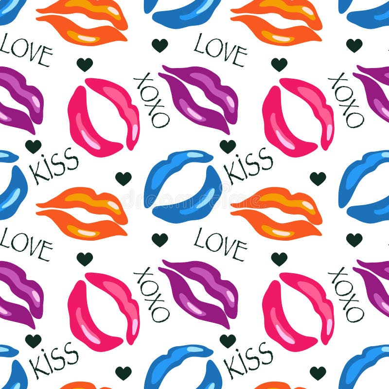 Seamless Vector Pattern with Lips Stock Vector - Illustration of pink ...